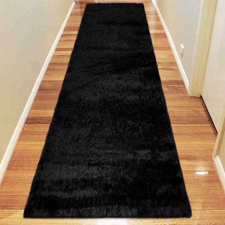 Soft Shaggy 1001 Black Hallway Runner– Rug Tribe